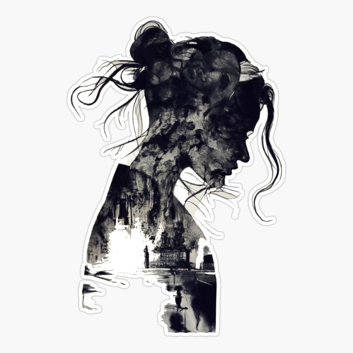 Maneki Sad Woman Sticker, Phone Decal Water Bottle Stickers Car Decals ...