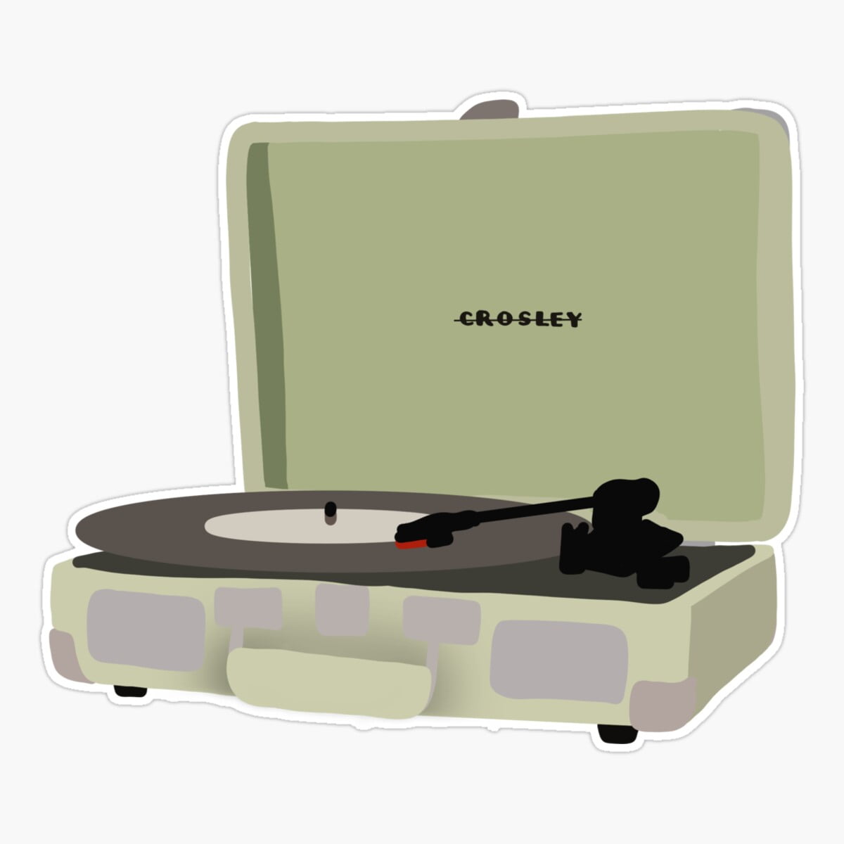 Maneki Sage Green Crosley Record Player Sticker, Phone Decal Water ...