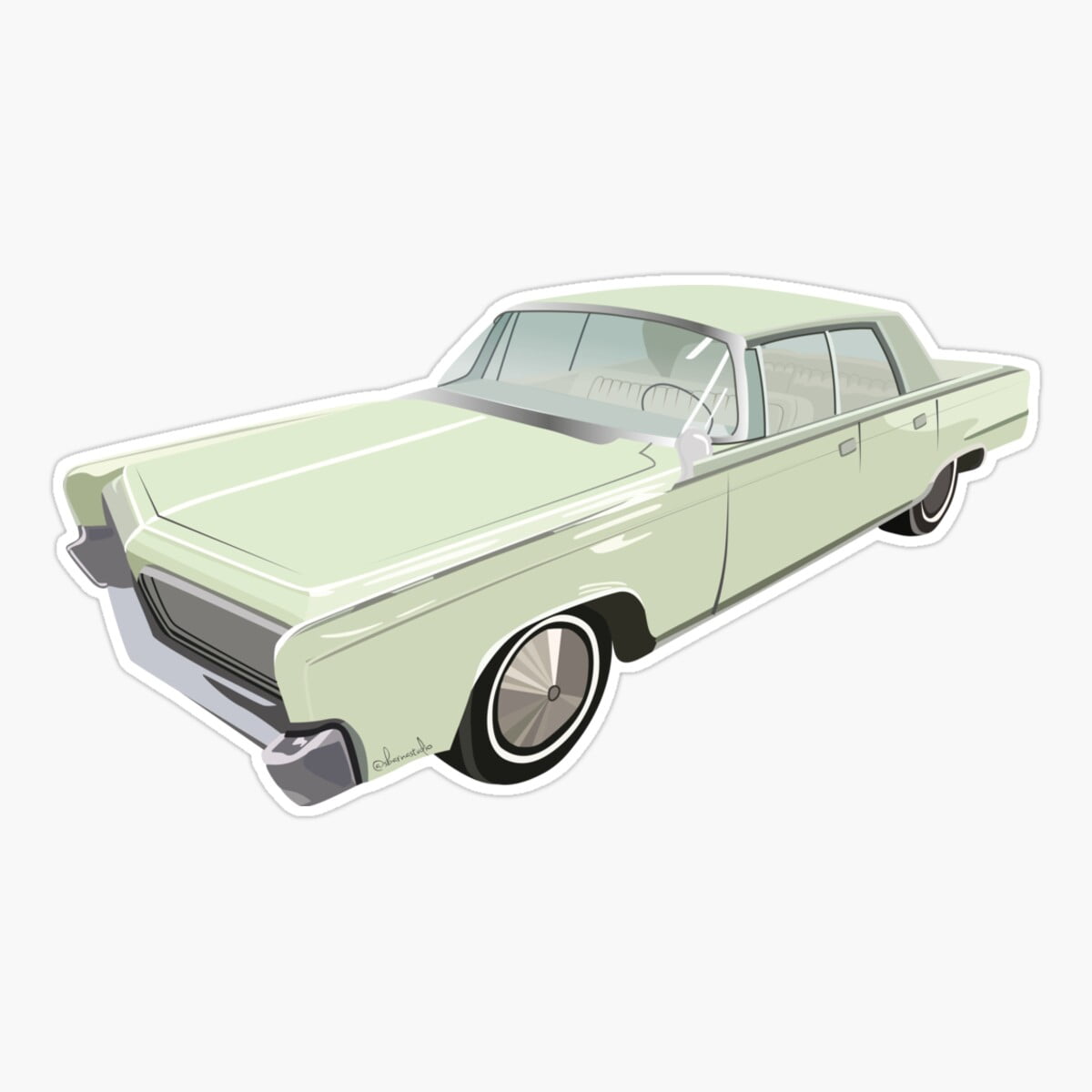 Maneki Sage Green Vintage Car Sticker, Phone Decal Water Bottle ...