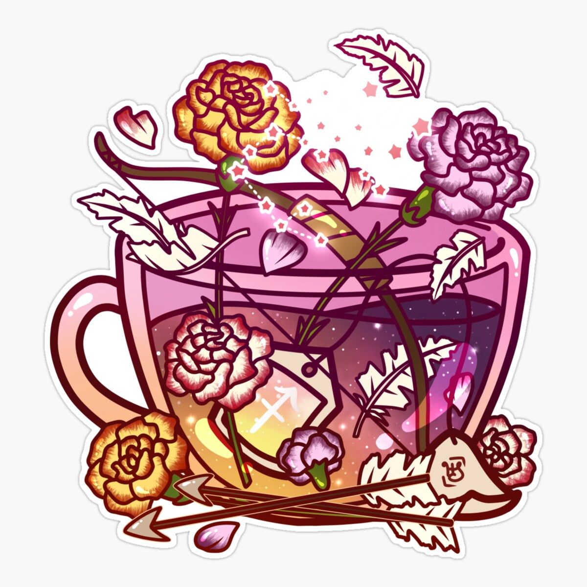 Maneki Sagittarius Zodiac Teacup Sticker, Phone Decal Water Bottle ...