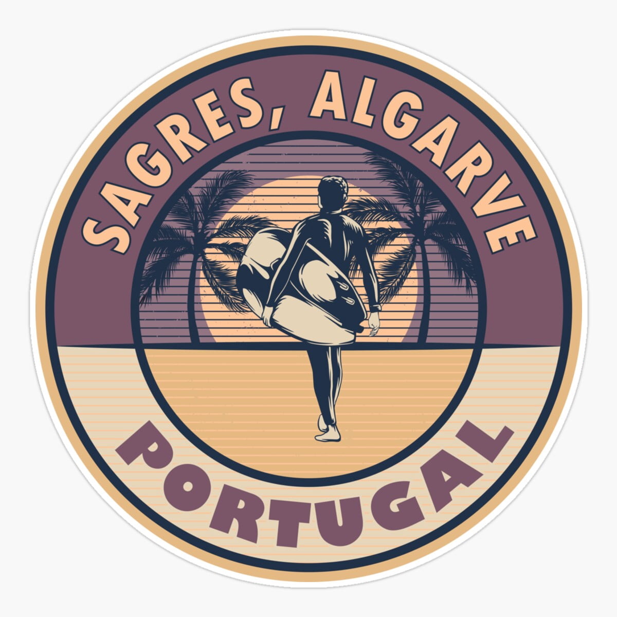 Maneki Sagres Algarve Portugal Vintage Summer Surfing Design Sticker ...