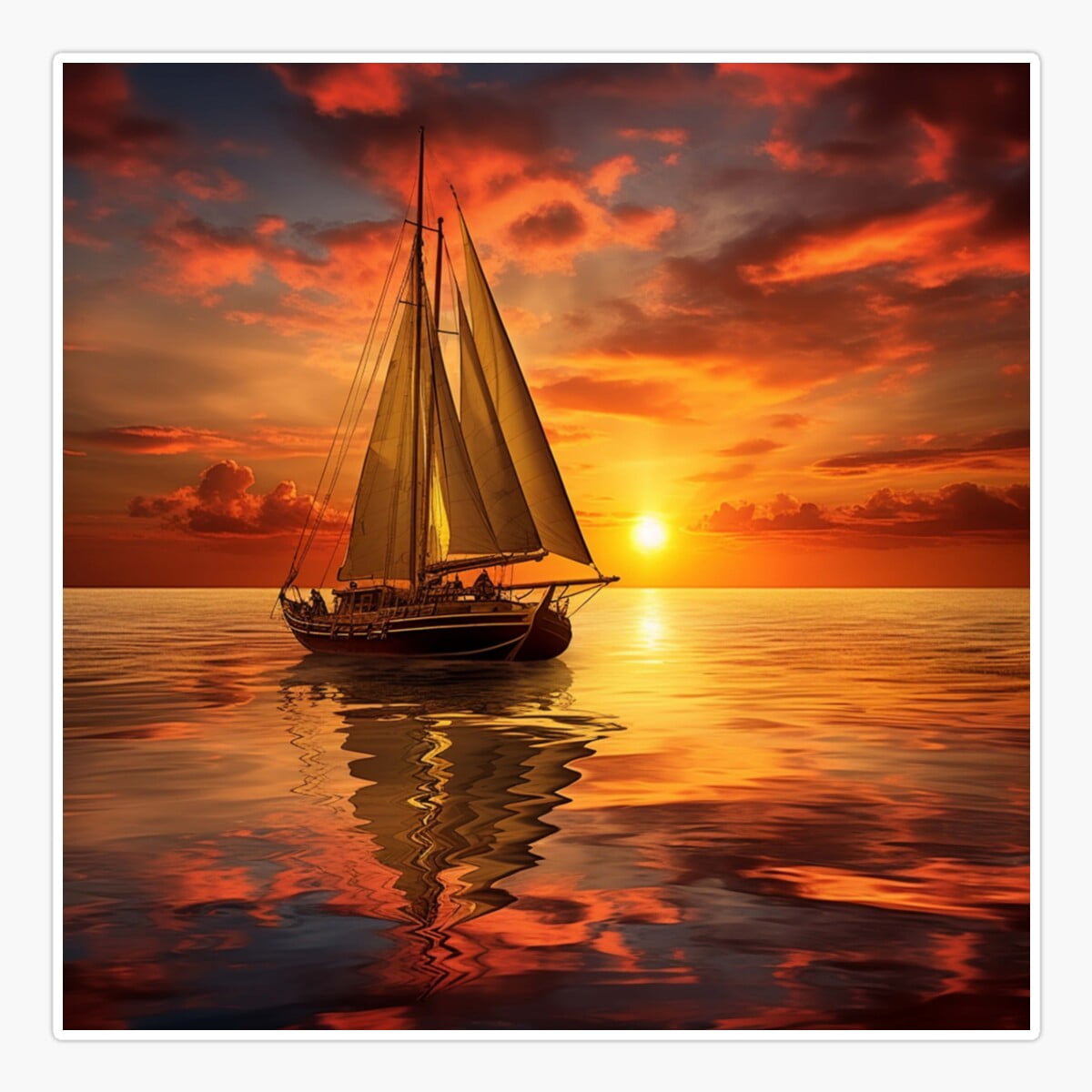 Maneki Sailing Yacht On Beautiul Mirrored Sunset Seas Color Nautical ...