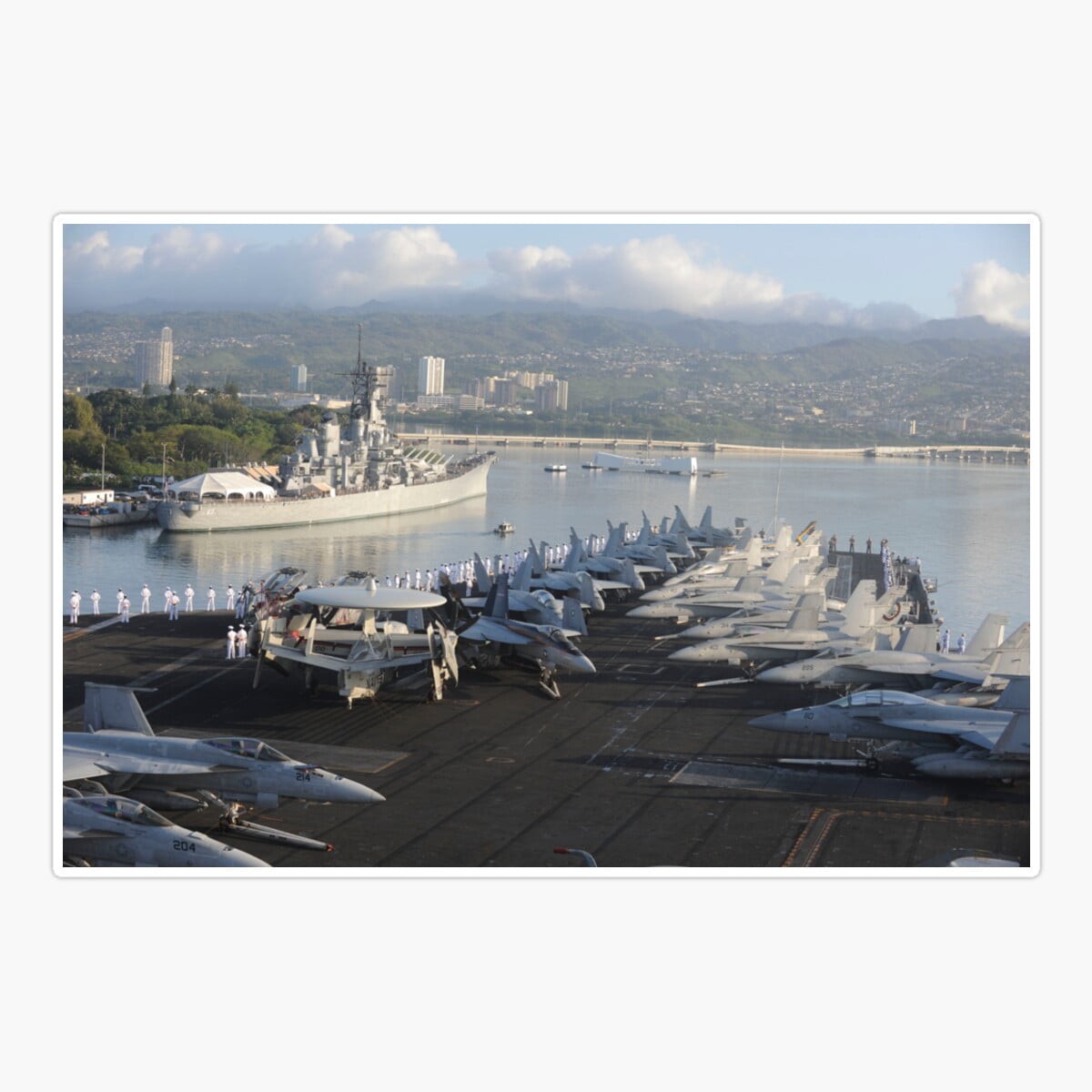 Maneki Sailors Man The Rails Of Uss Nimitz In Pearl Harbor. Er, Phone ...