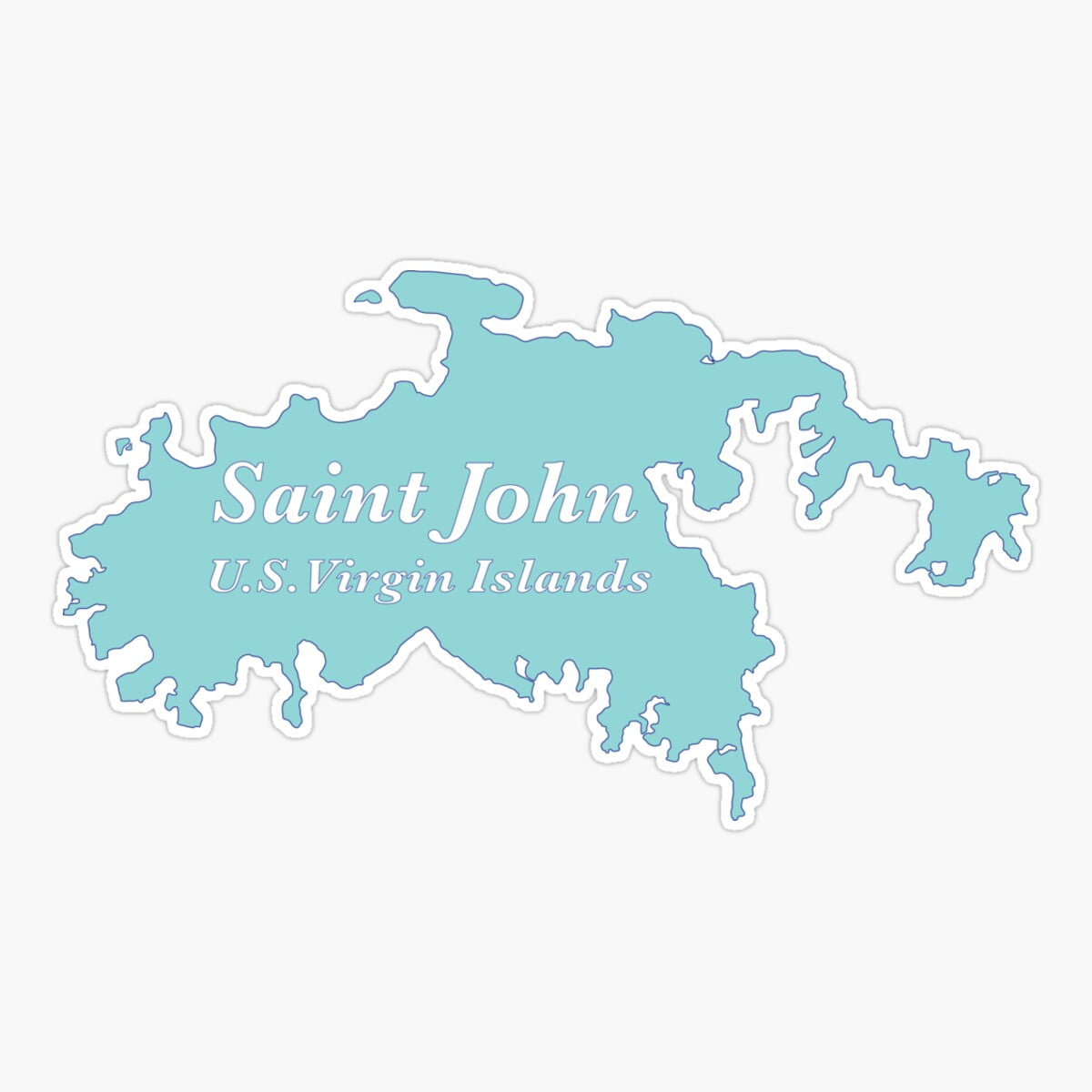 Maneki Saint John Us Virgin Islands Map Er, Phone Decal Water Bottle ...