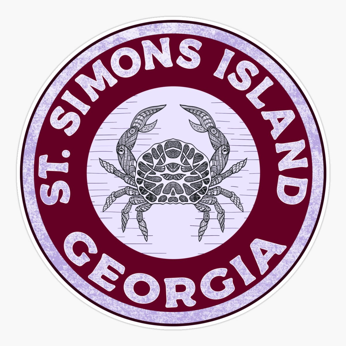 Maneki Saint Simons Island Georgia Beach Crab St. Sticker, Phone Decal ...