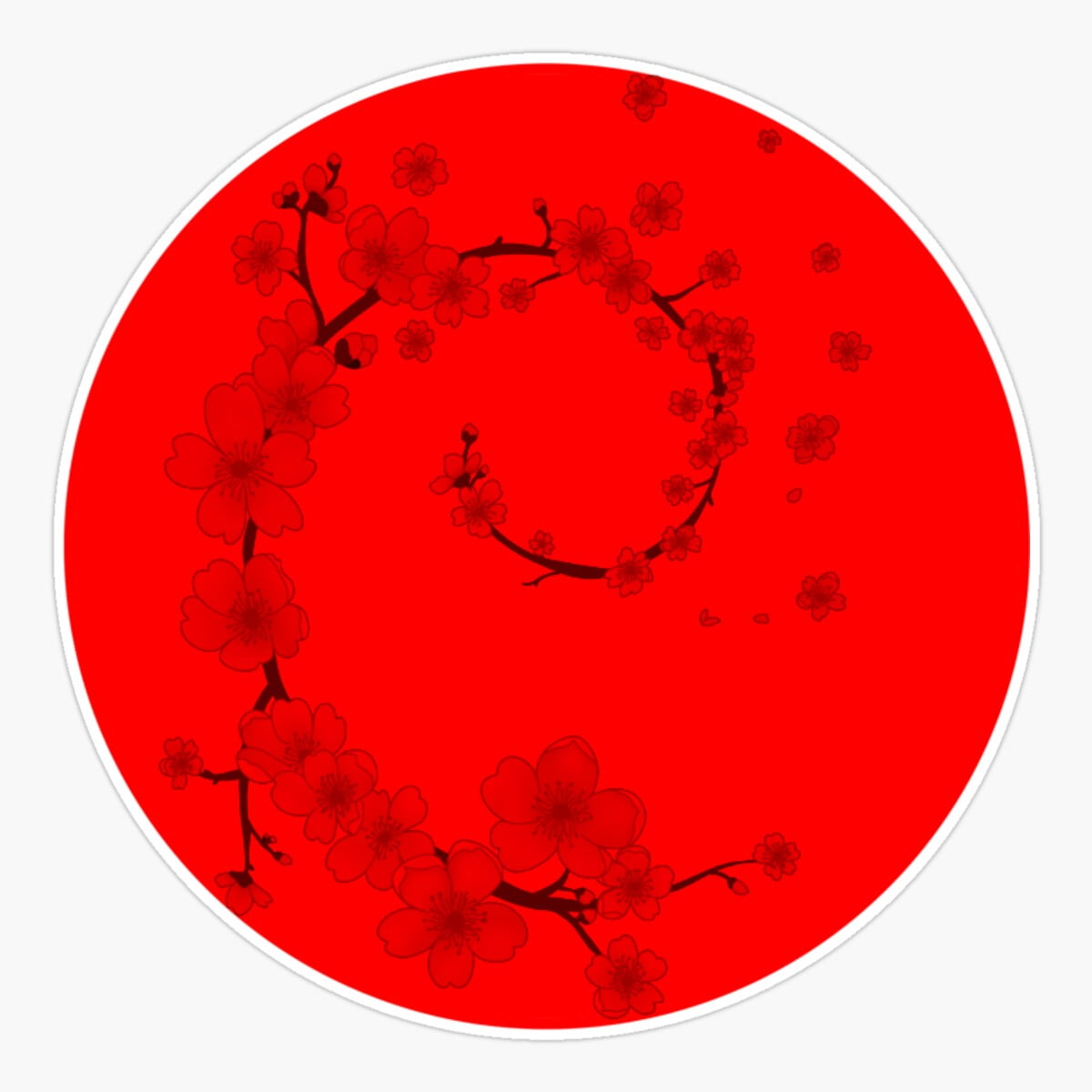 Maneki Sakura In Japanese Flag (Cherry Blossoms With Japanese Flag ...