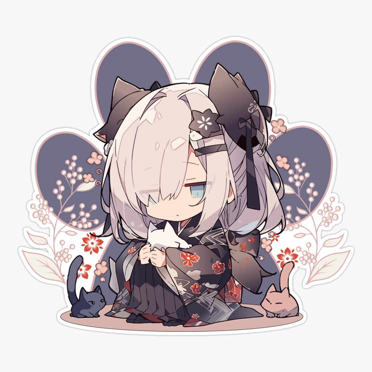 Maneki Sakura Neko 1 Sticker, Phone Decal Water Bottle Stickers Car ...