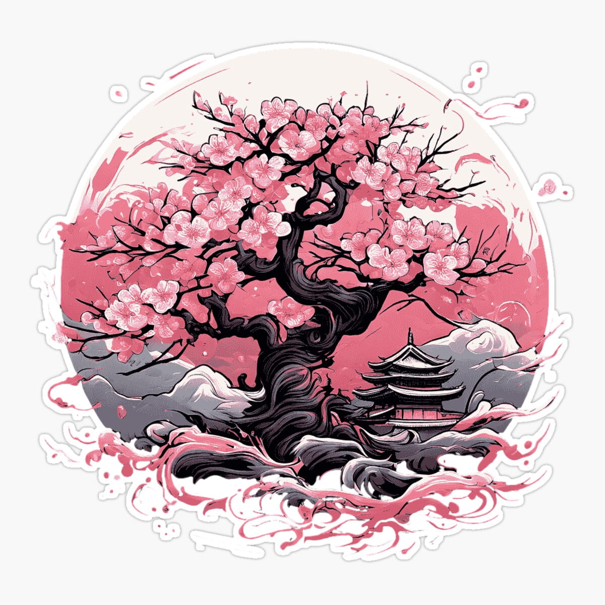 Maneki Sakura: The Symbol Of Spring Sticker, Phone Decal Water Bottle ...
