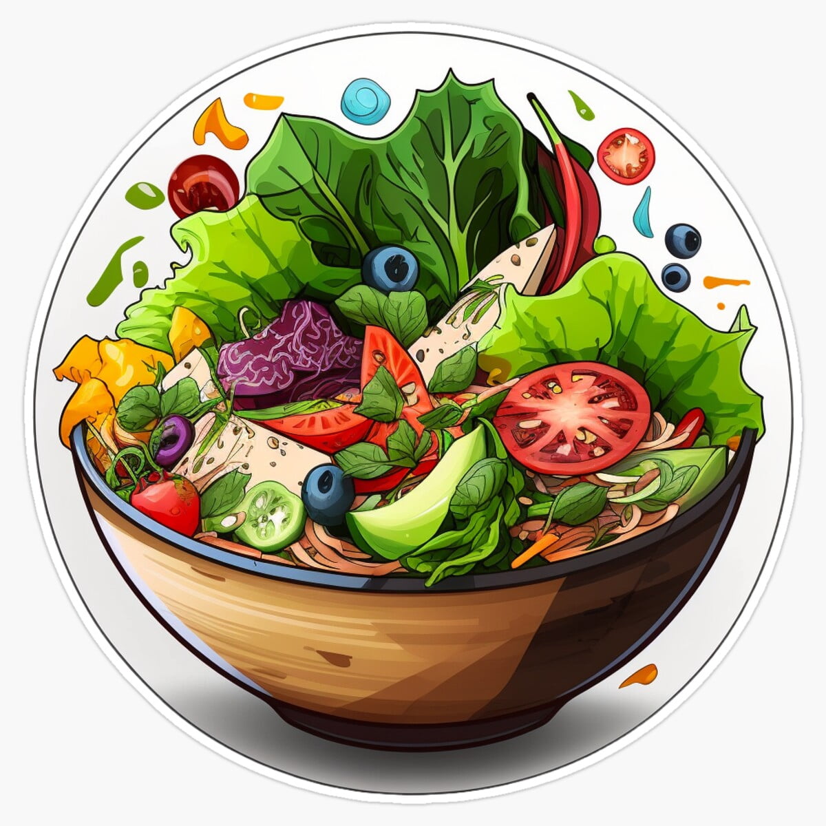 Maneki Salad In A Bowl Er Er, Phone Decal Water Bottle Stickers Car ...