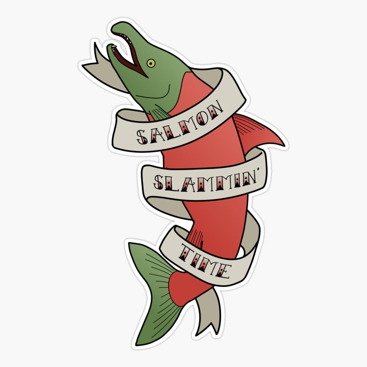 Maneki Salmon Slammin' Time Er, Phone Decal Water Bottle Stickers Car ...