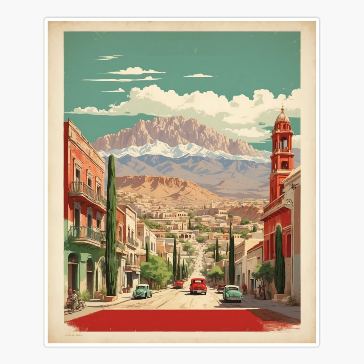 Maneki Saltillo Coahuila Mexico Tourism Vintage Poster 2 Sticker, Phone ...