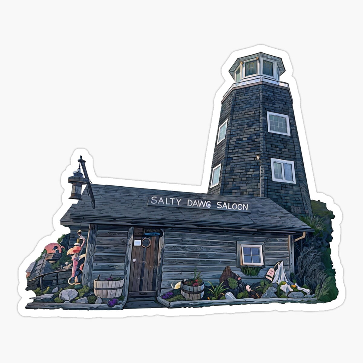 Maneki Salty Dawg Saloon Er, Phone Decal Water Bottle Stickers Car ...