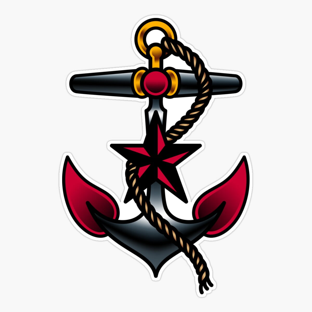 Maneki Salty-Dog American Traditional Nautical Anchor Sticker, Phone ...