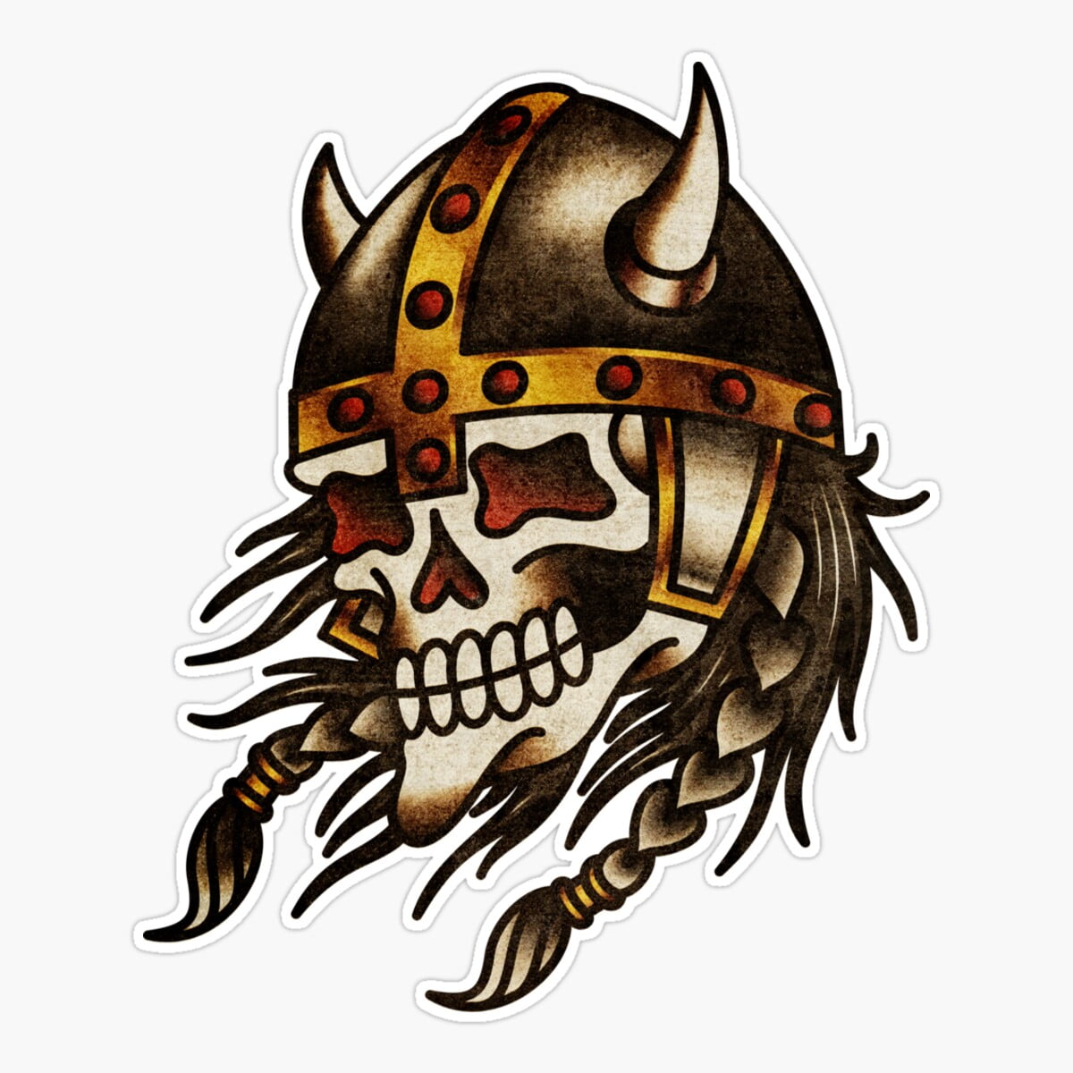 Maneki Salty-Dog American Traditional Viking Skull Er, Phone Decal ...