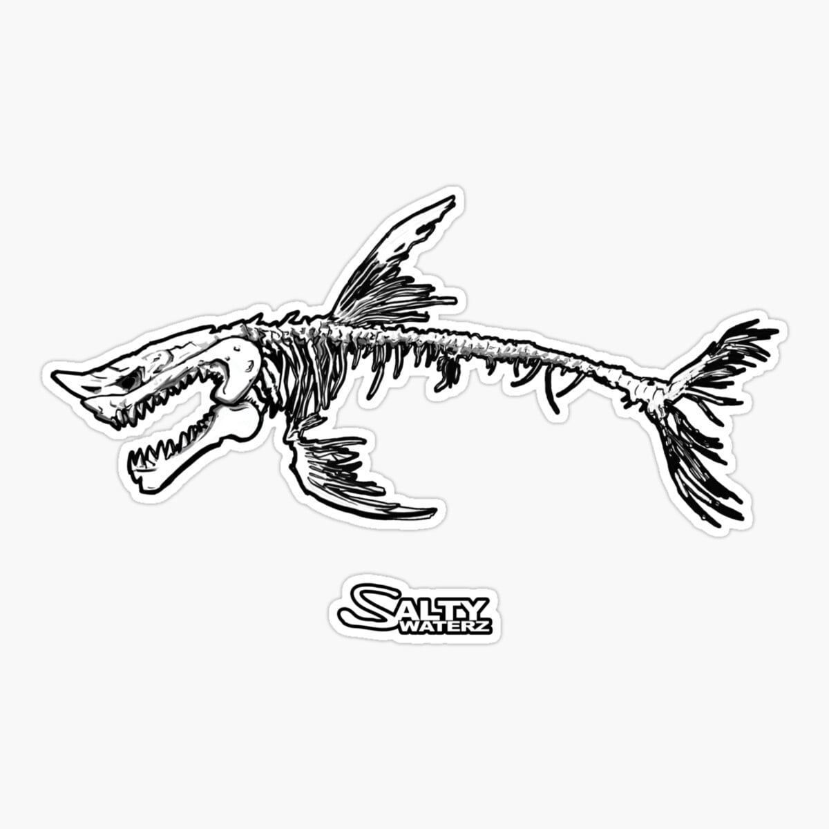 Maneki Salty Waterz Shark Sticker, Phone Decal Water Bottle Stickers ...