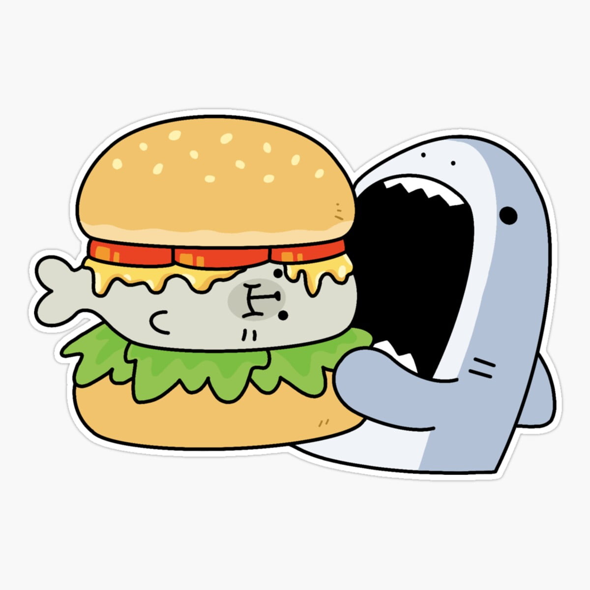 Maneki Samezu Hamburger Sticker, Phone Decal Water Bottle Stickers Car ...