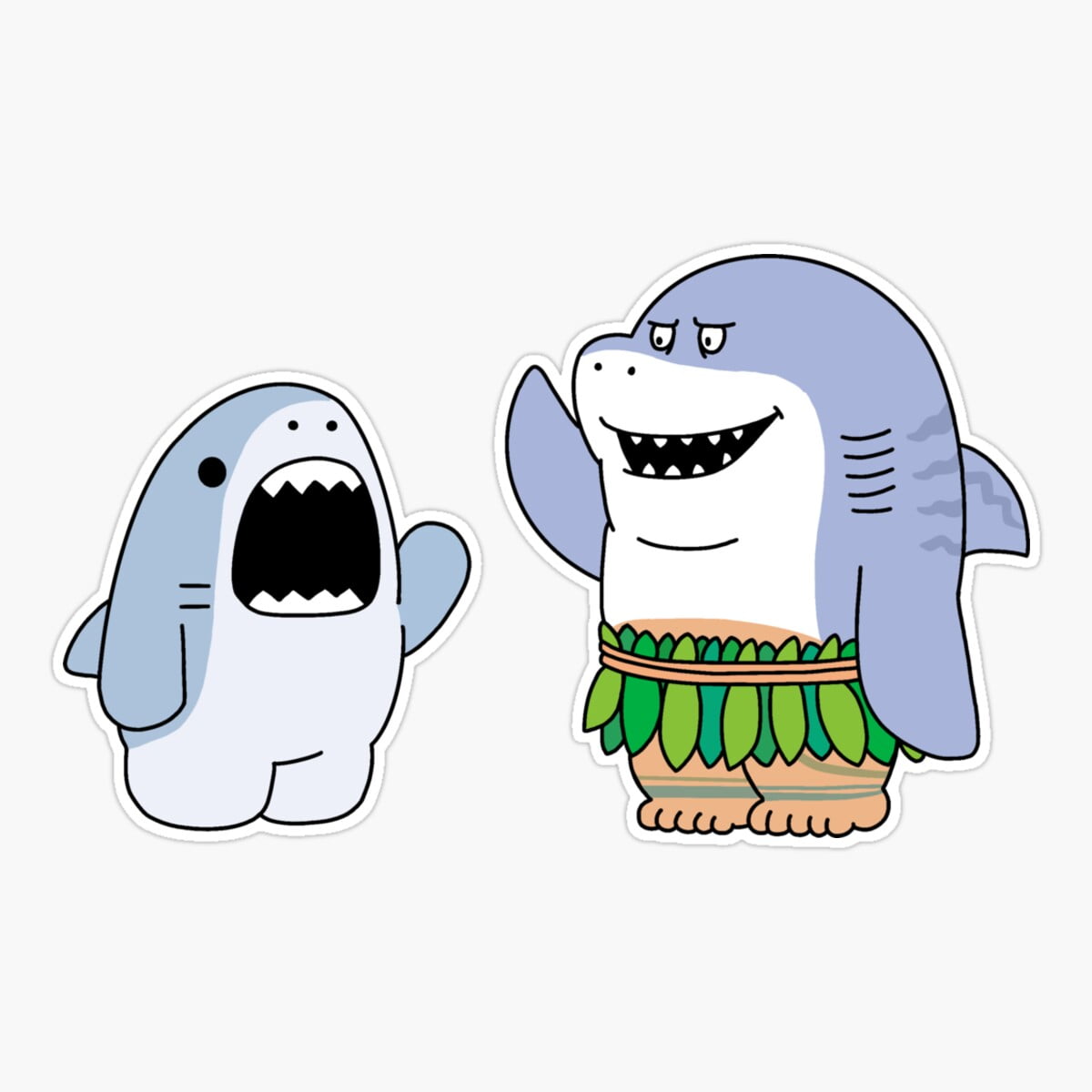 Maneki Samezu Shark Human Sticker, Phone Decal Water Bottle Stickers ...