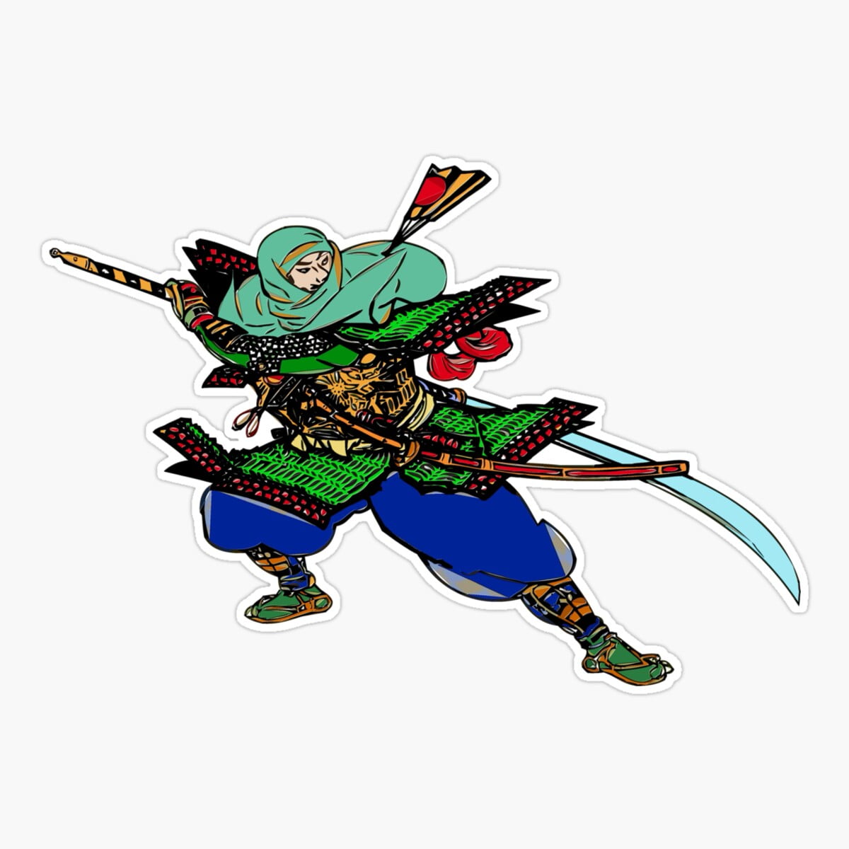 Maneki Samurai 8 Sticker, Phone Decal Water Bottle Stickers Car Decals ...