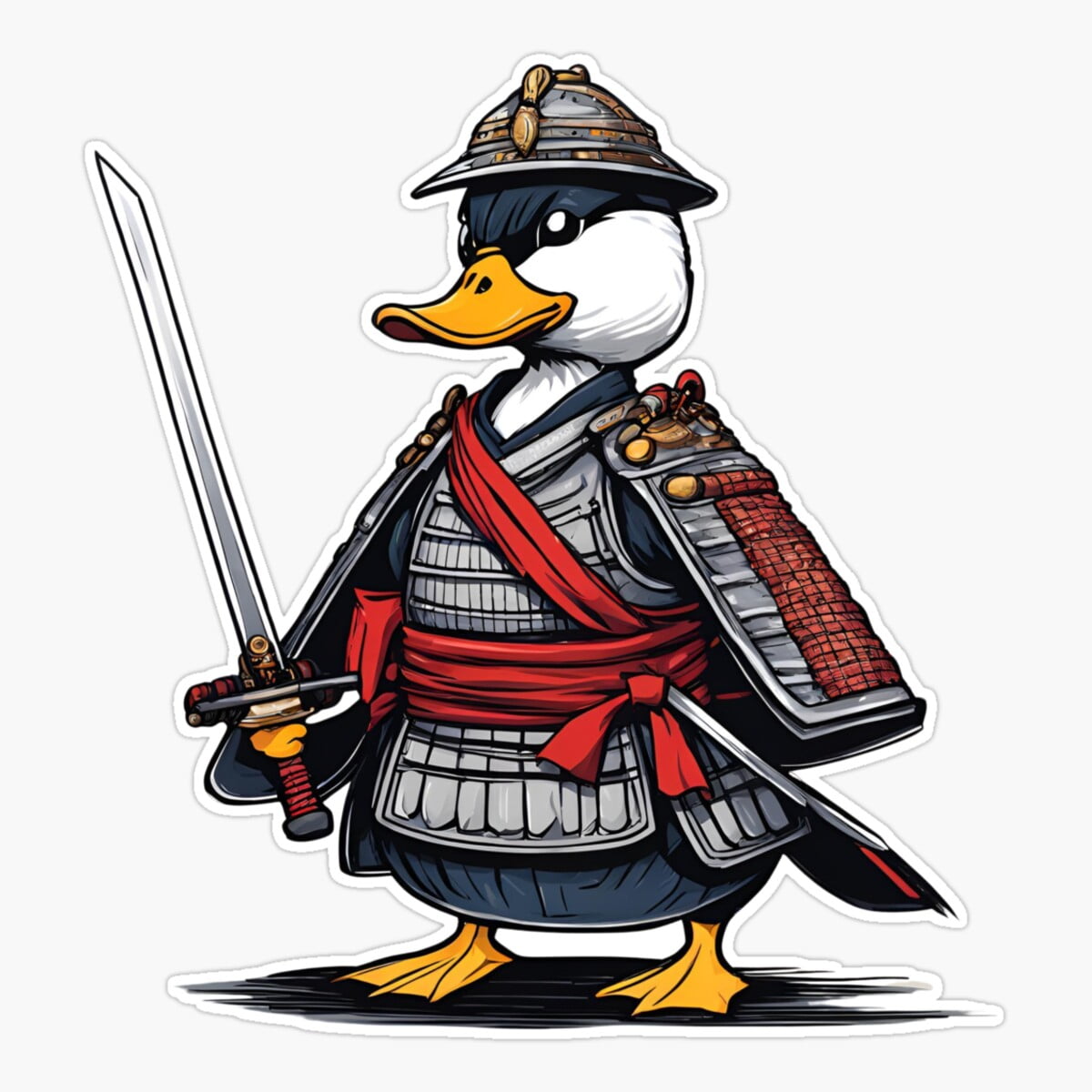 Maneki Samurai Duck – Warrior Of Feudal Japan Sticker, Phone Decal ...