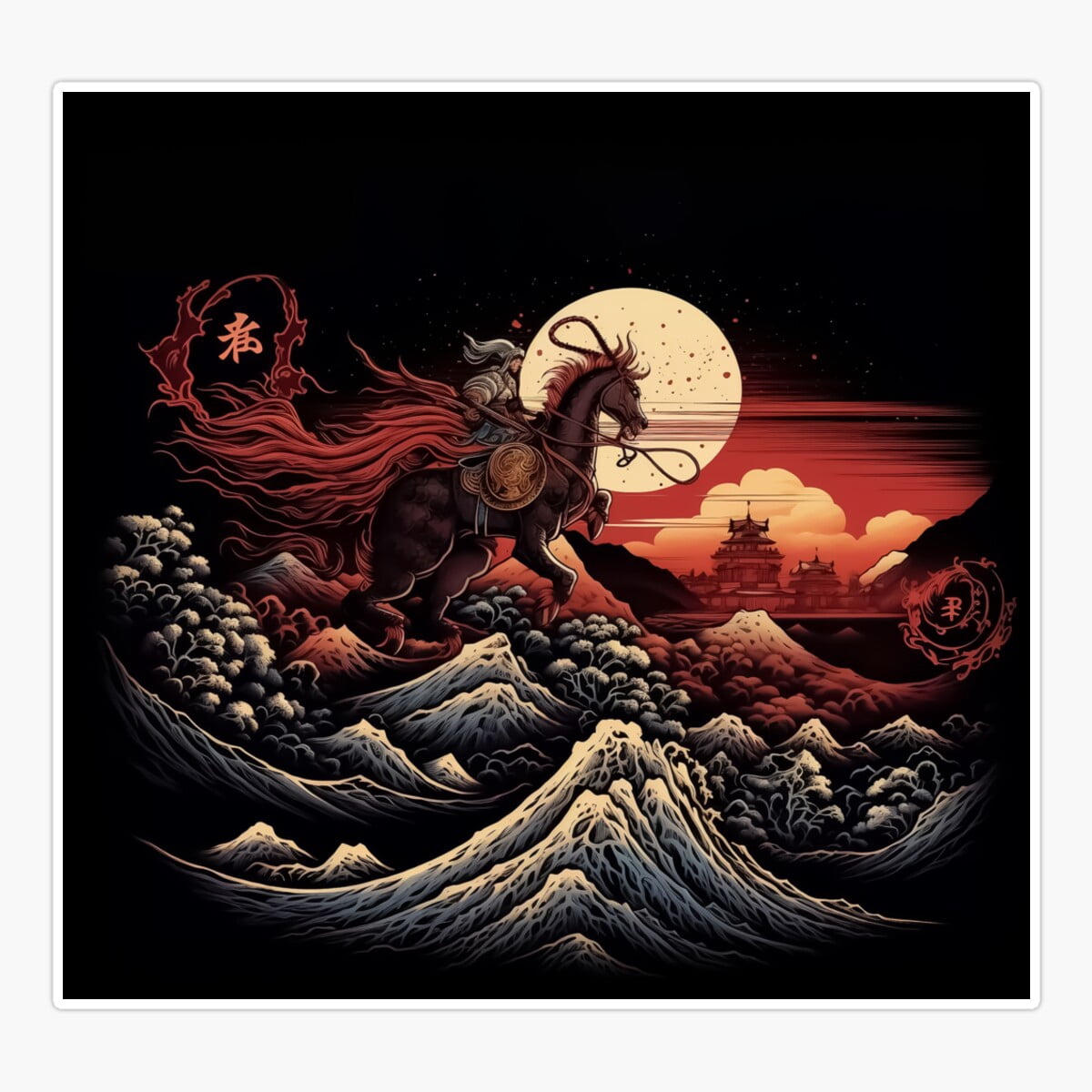 Maneki Samurai Flying Sticker, Phone Decal Water Bottle Stickers Car ...