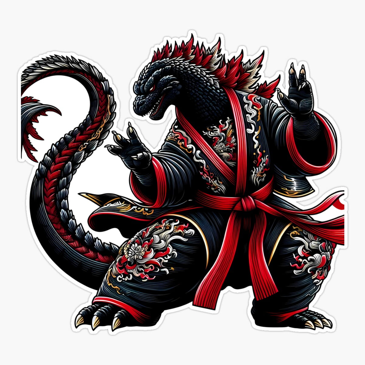 Maneki Samurai Godzilla In Traditional Japanese Armor Sticker, Phone ...