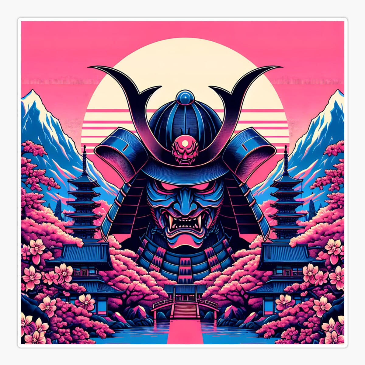 Maneki Samurai Head #7 Sticker, Phone Decal Water Bottle Stickers Car ...