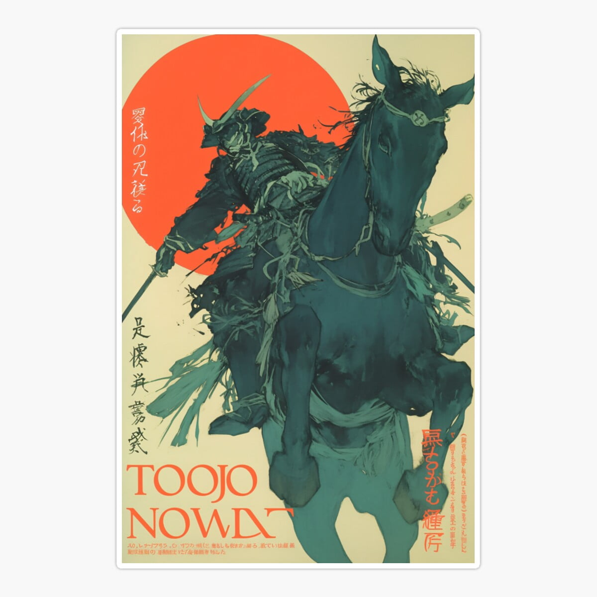 Maneki Samurai Legend, Japanese Art Sticker, Phone Decal Water Bottle ...