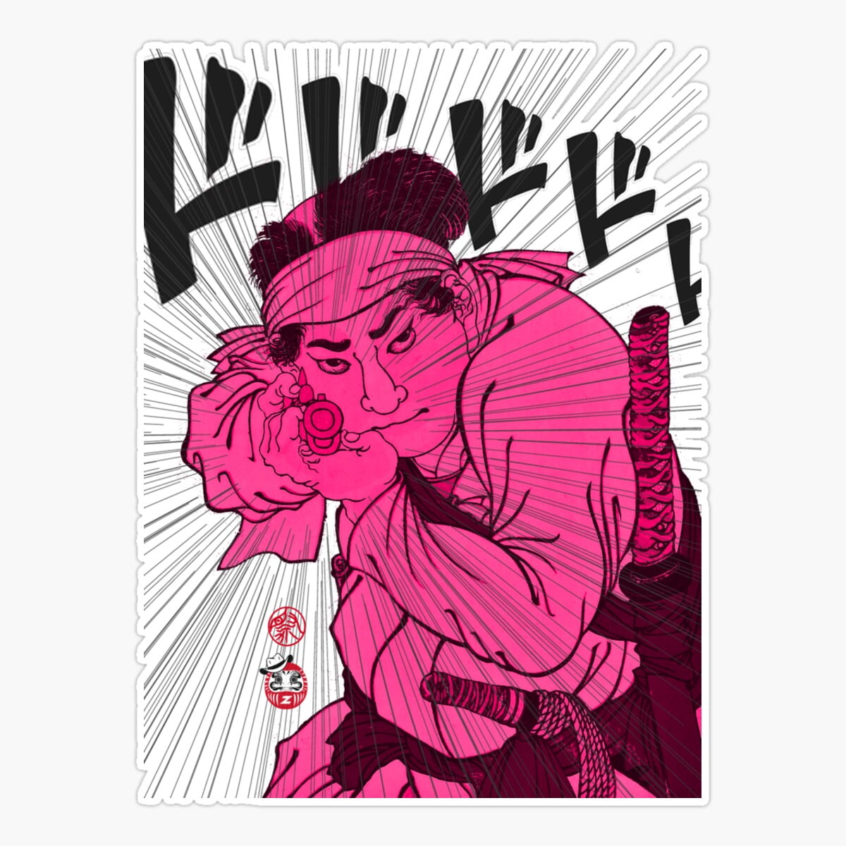 Maneki Samurai Shock - Red Shock 1St Sticker, Phone Decal Water Bottle ...