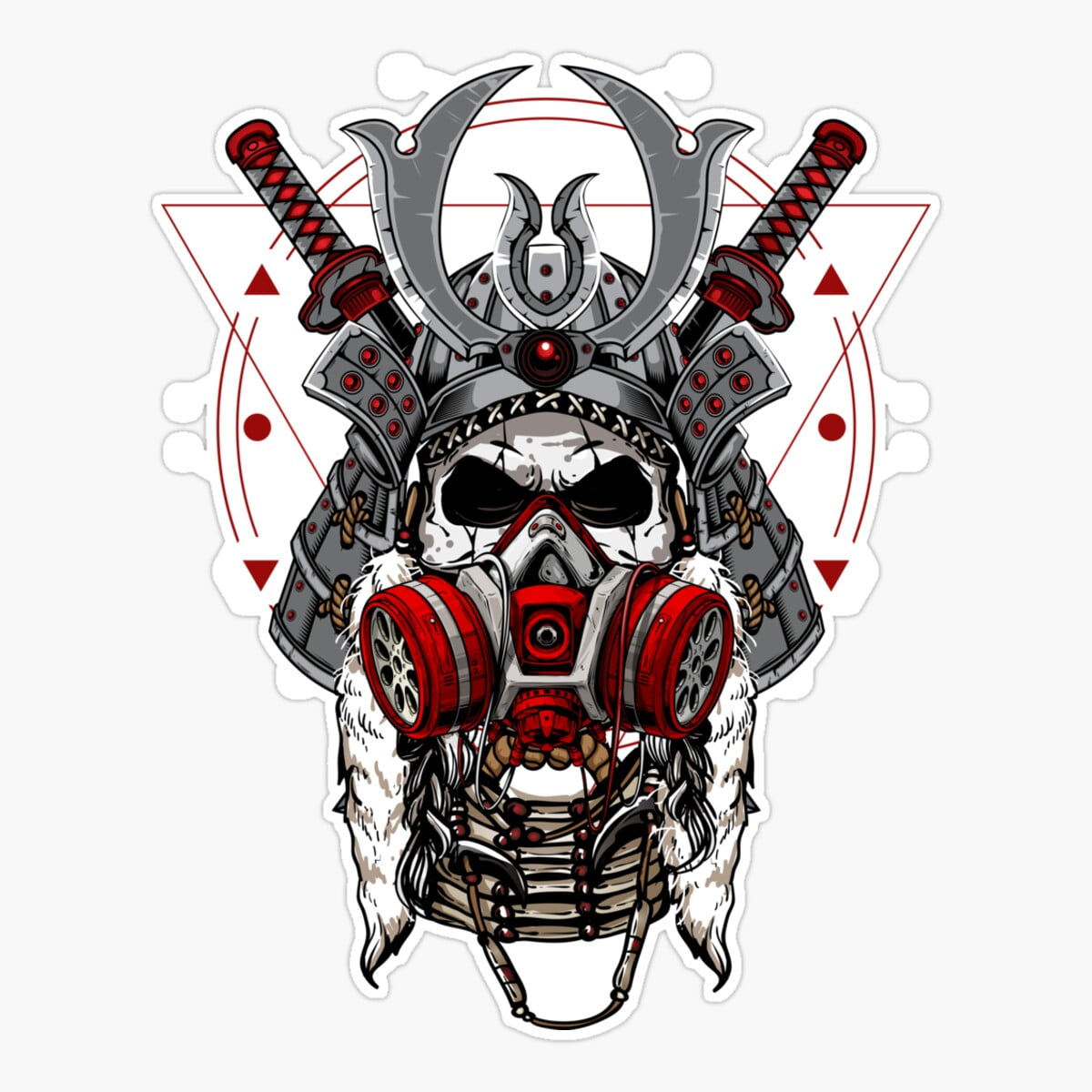 Maneki Samurai Skeleton. Sticker, Phone Decal Water Bottle Stickers Car ...