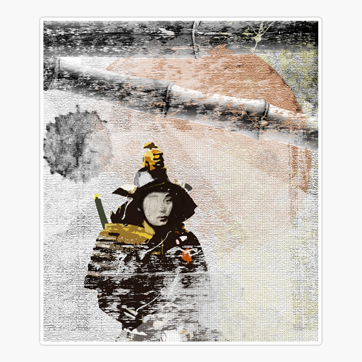 Maneki Samurai Spirit: A Bold Mixed Collage Of A Japanese Warrior ...