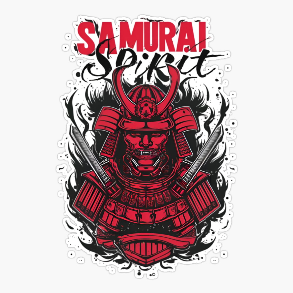 Maneki Samurai Spirit Design Sticker, Phone Decal Water Bottle Stickers ...