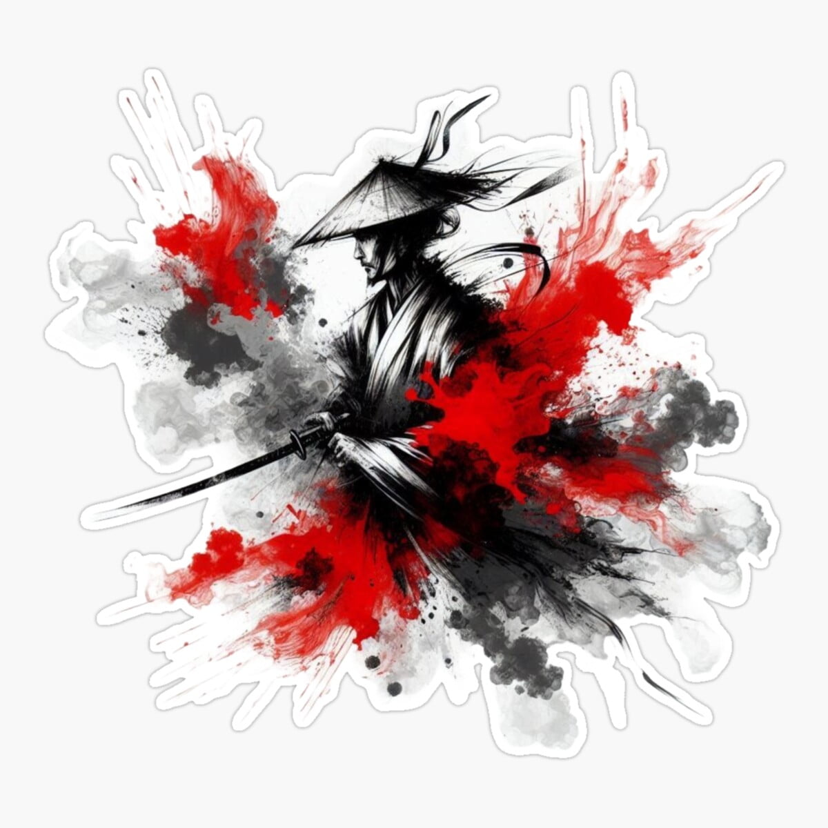 Maneki Samurai Spirit – Ink And Blood Sticker, Phone Decal Water Bottle ...