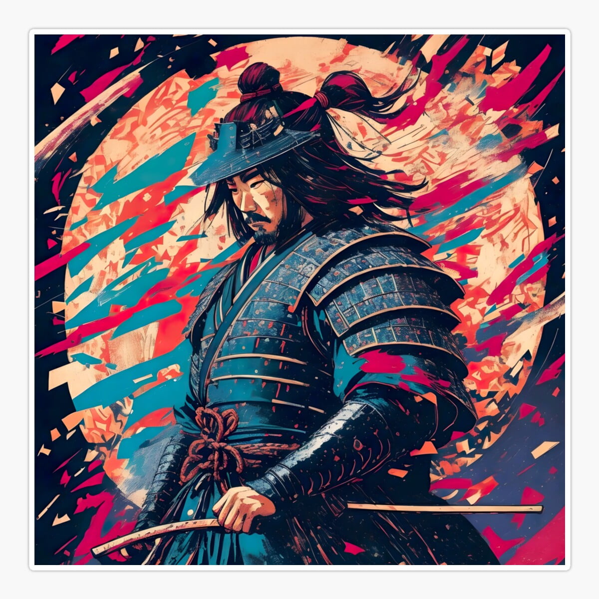 Maneki Samurai Spirit: The Warrior'S Resolve Sticker, Phone Decal Water ...