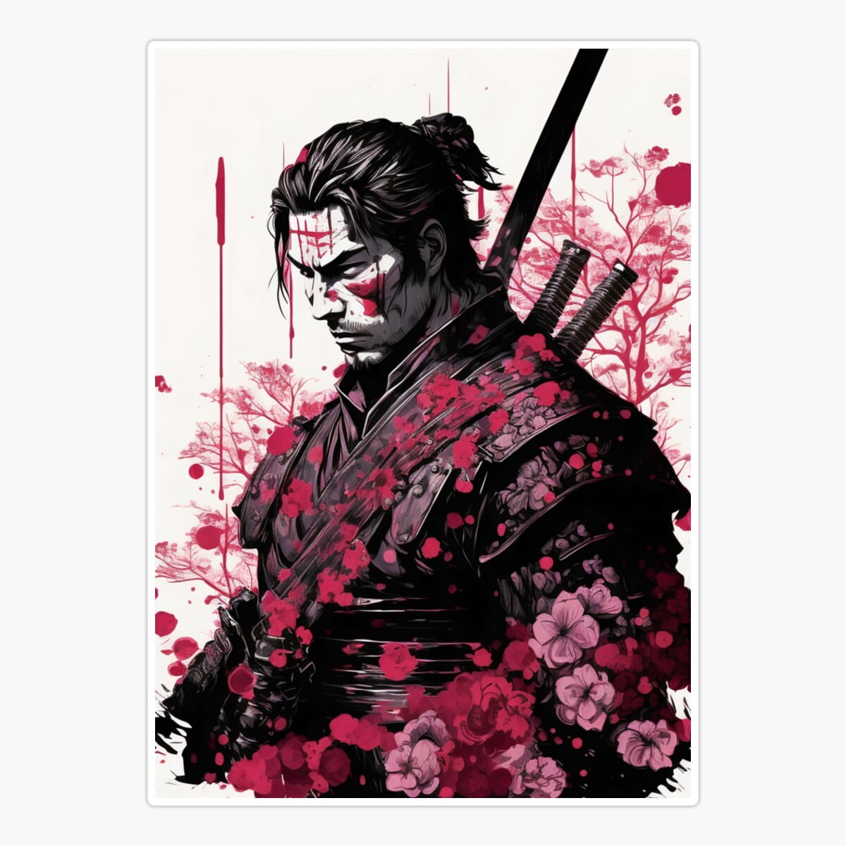 Maneki Samurai Sticker, Phone Decal Water Bottle Stickers Car Decals ...