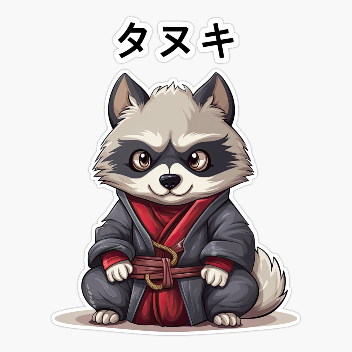 Maneki Samurai Tanuki Japanese Racoon Dog Sticker, Phone Decal Water ...