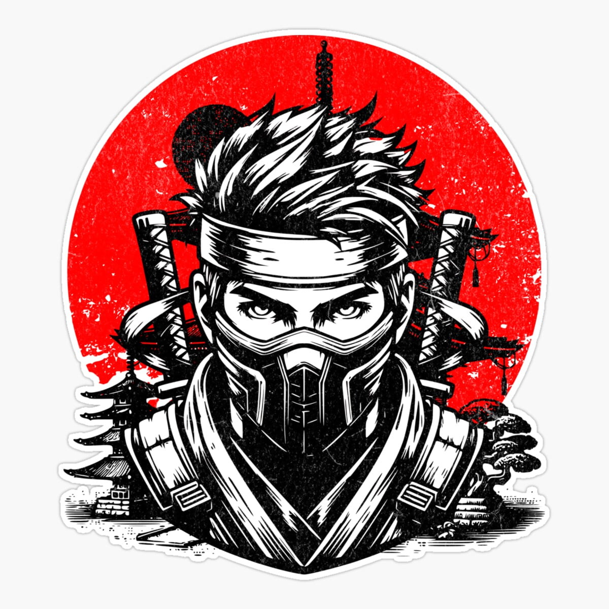 Maneki Samurai Warrior Japanese Design Sticker, Phone Decal Water ...