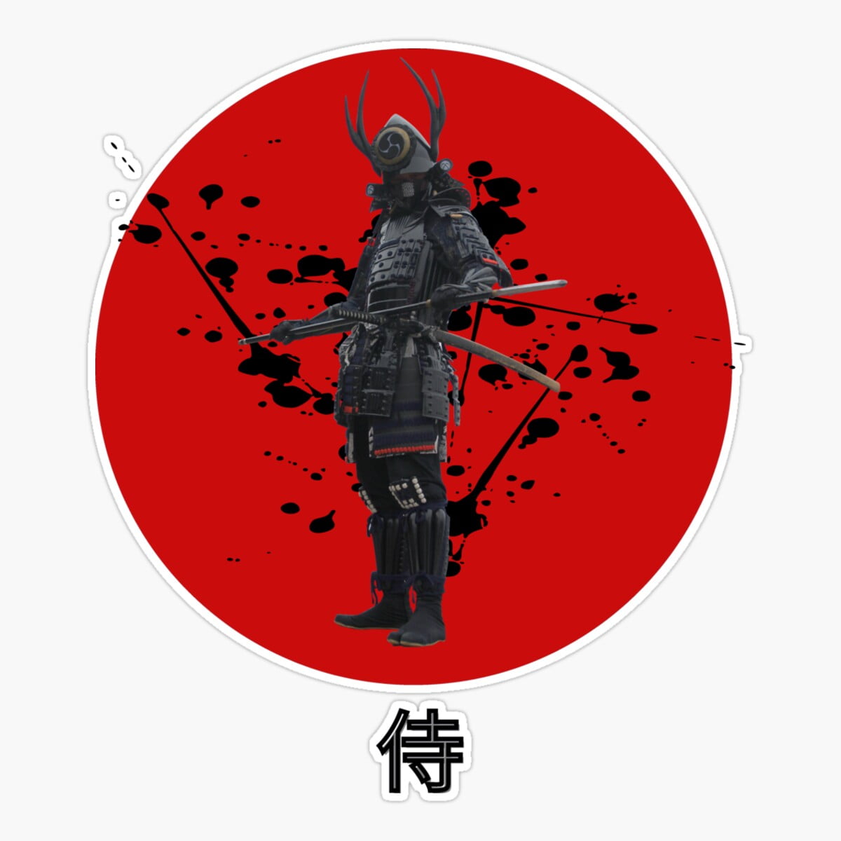 Maneki Samurai, Warrior, Japanese Samurai Sticker, Phone Decal Water ...