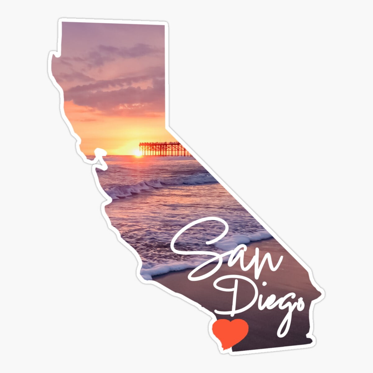 Maneki San Diego Sunset In Pacific Beach Sticker, Phone Decal Water ...