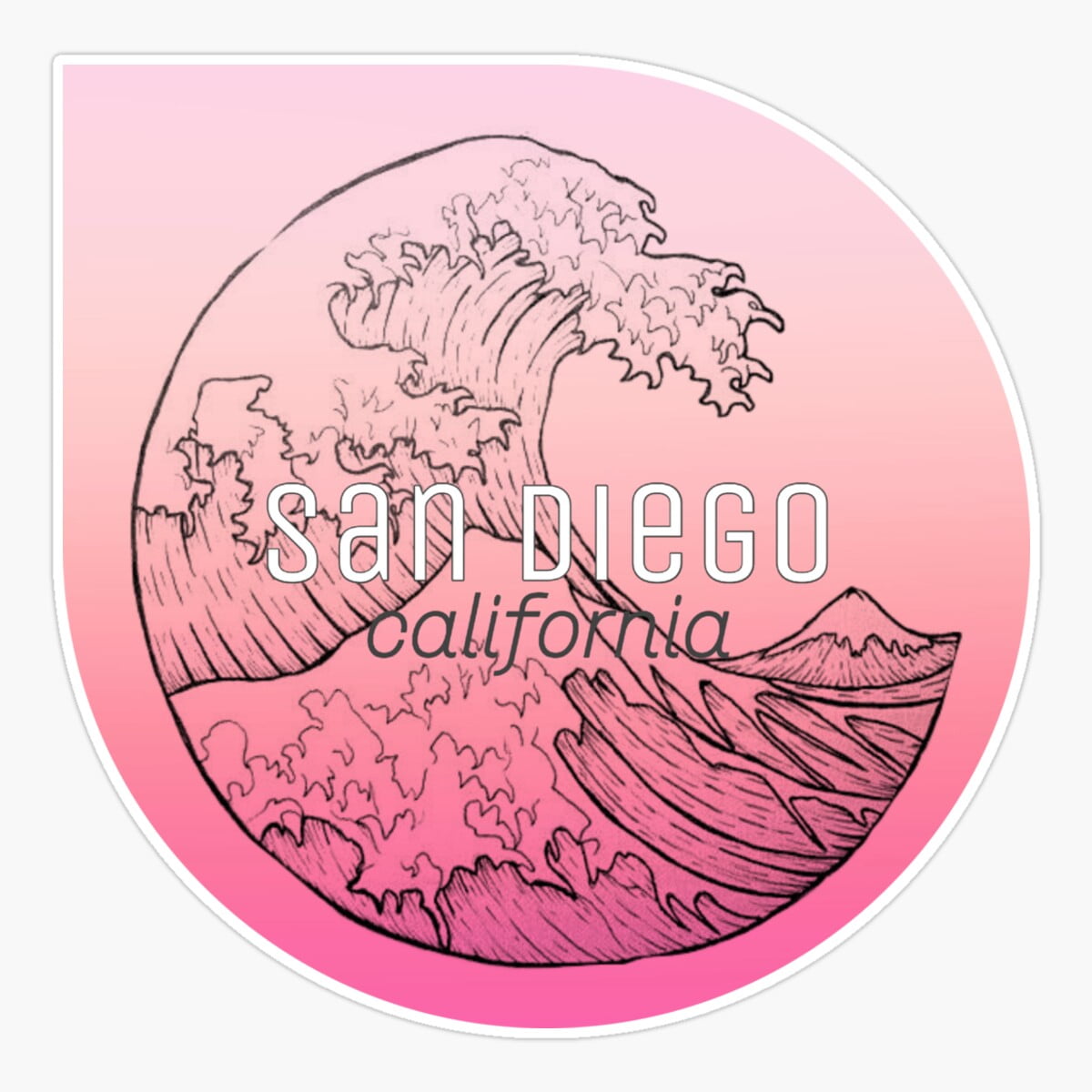 Maneki San Diego Tear Drop Wave Sticker, Phone Decal Water Bottle ...