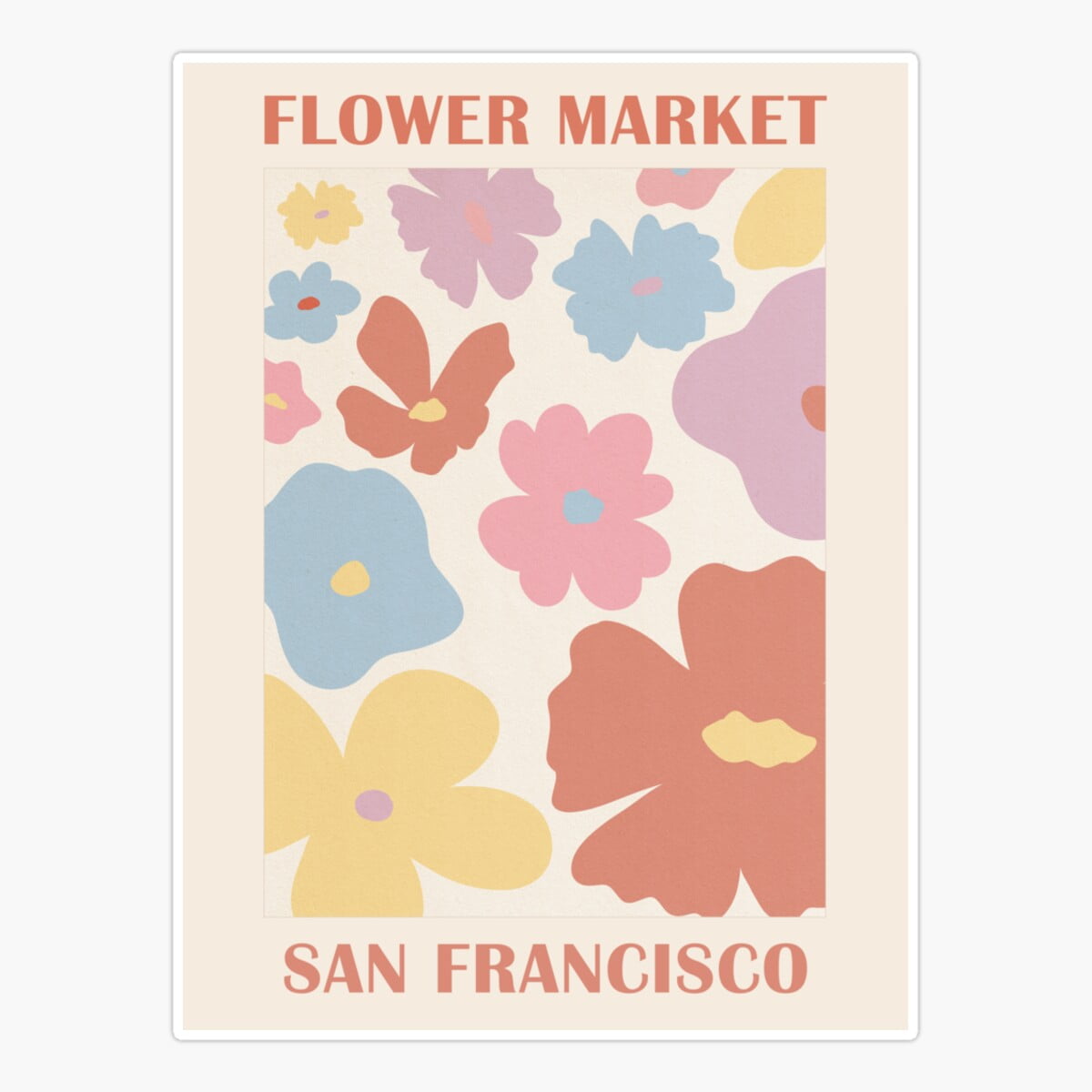 Maneki San Francisco Flower Market Poster Pastel Flowers Sticker, Phone ...