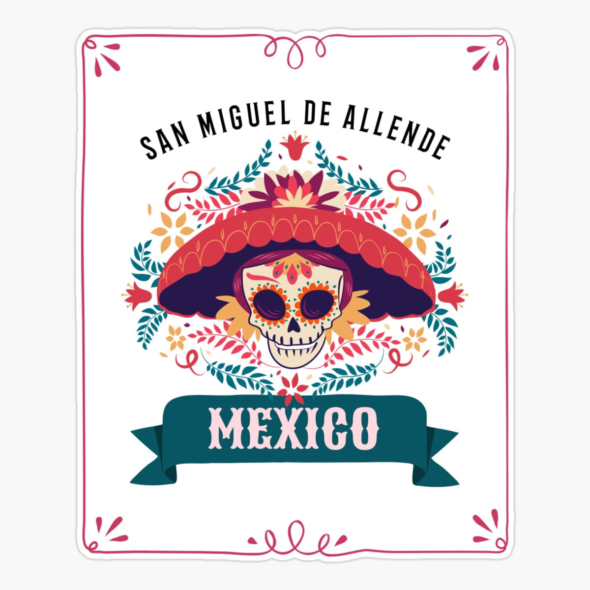 Maneki San Miguel De Allende Mexico Dia De Los Muertos Design Sticker ...