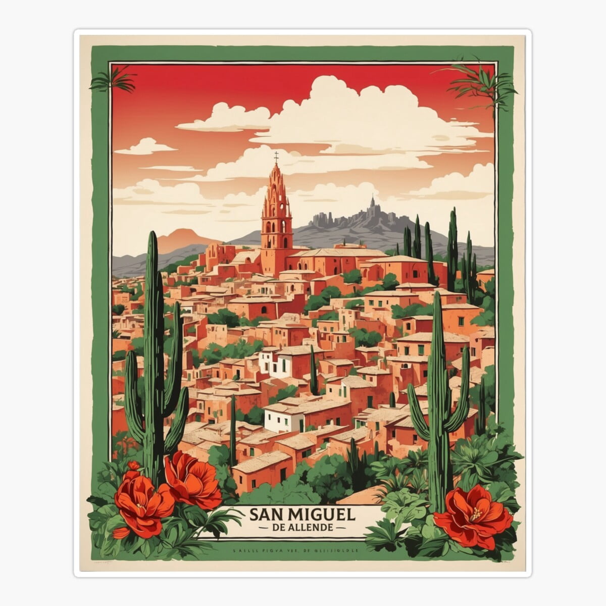 Maneki San Miguel De Allende Mexico Vintage Poster Tourism Sticker ...