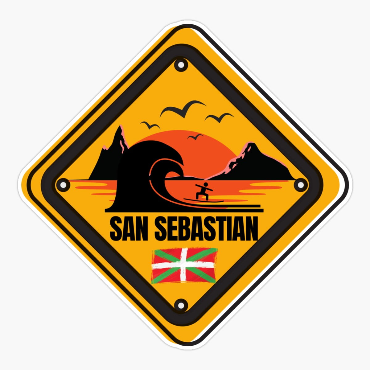 Maneki San Sebastian Surf Sticker, Phone Decal Water Bottle Stickers ...