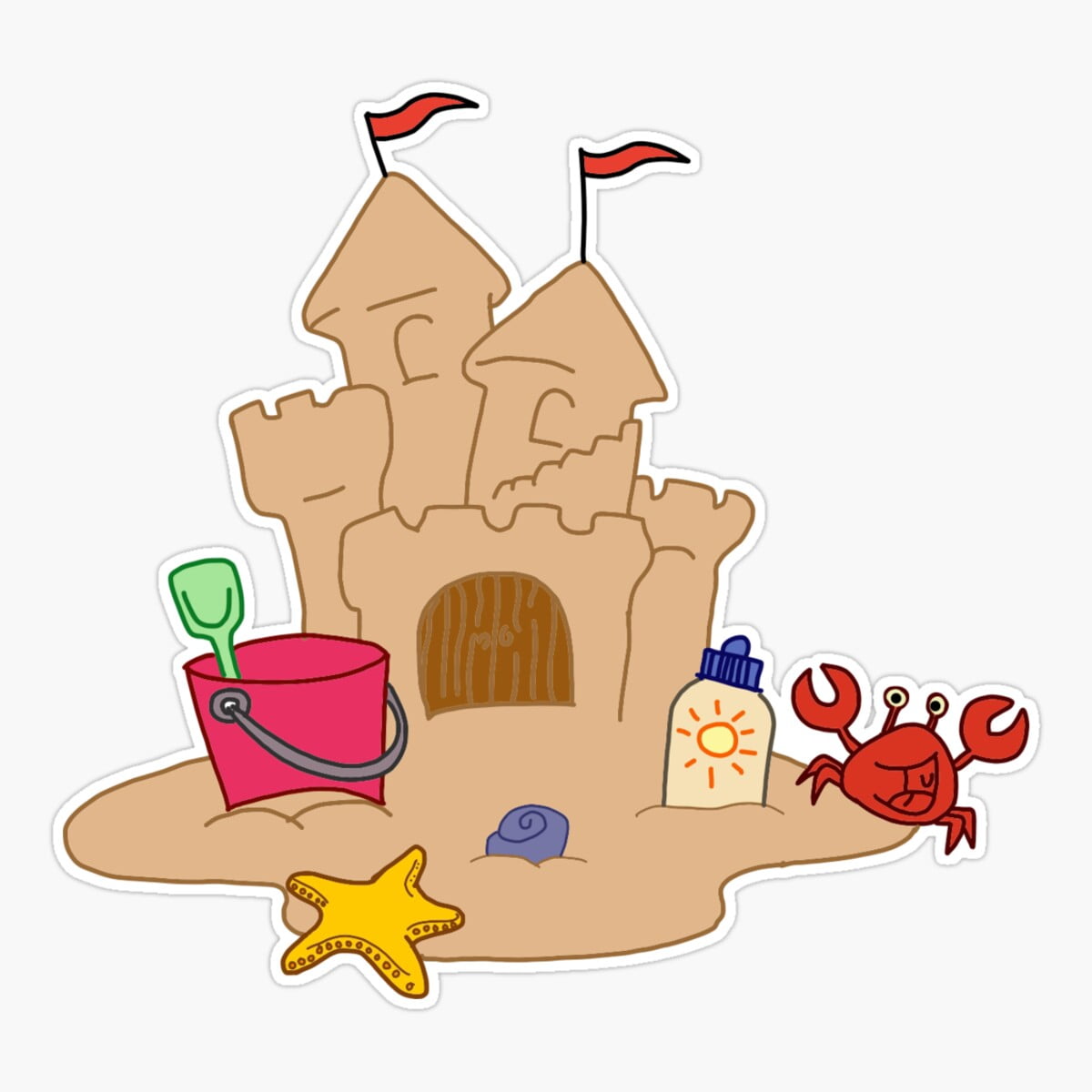 Maneki Sand Castle Sticker, Phone Decal Water Bottle Stickers Car ...