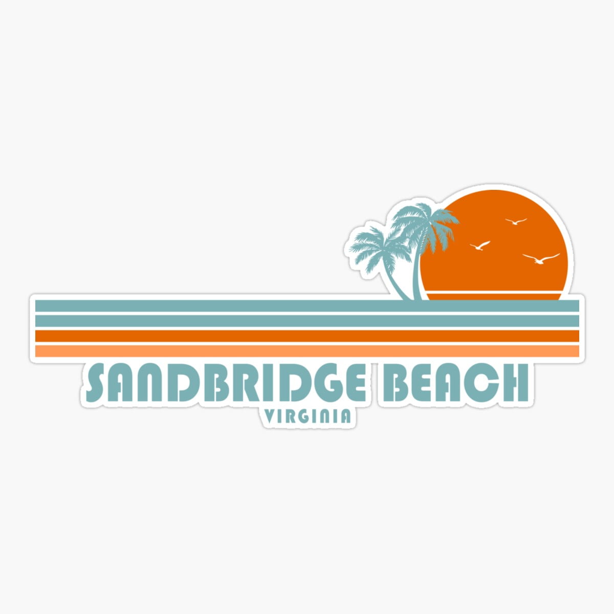Maneki Sandbridge Beach Virginia Sun Palm Trees Sticker, Phone Decal ...