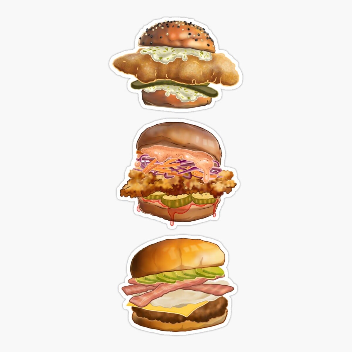 Maneki Sandwich Stack Sticker, Phone Decal Water Bottle Stickers Car ...