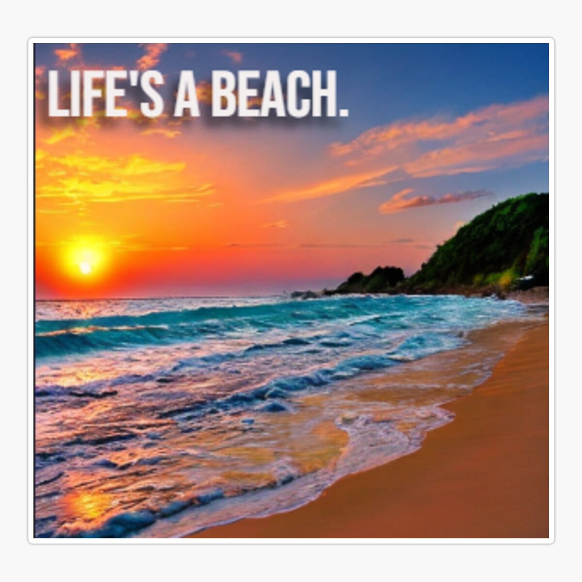 Maneki Sandy Serenity: Life'S A Beach Sticker, Phone Decal Water Bottle ...