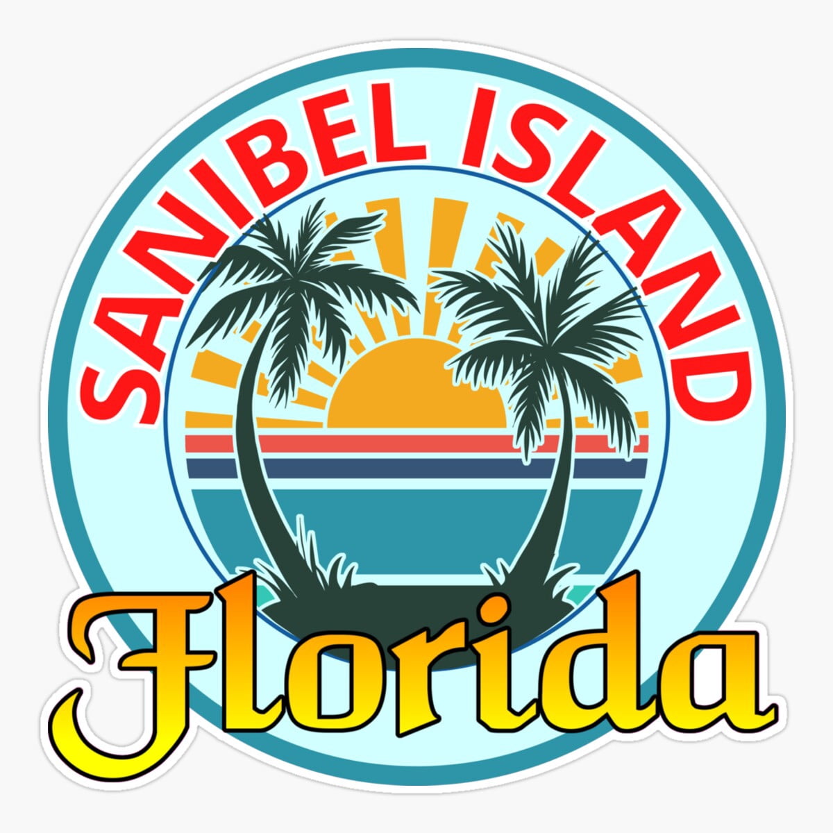 Maneki Sanibel Island Florida Beach Sticker Sticker, Phone Decal Water ...