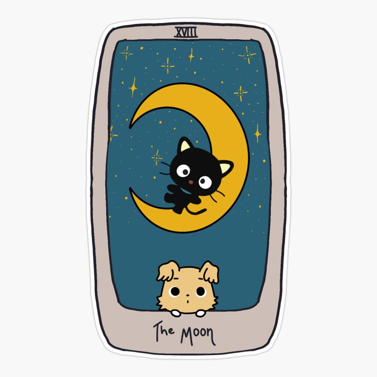 Maneki Sanrio Tarot “The Moon” Chococat And Chibimaru Er, Phone Decal ...