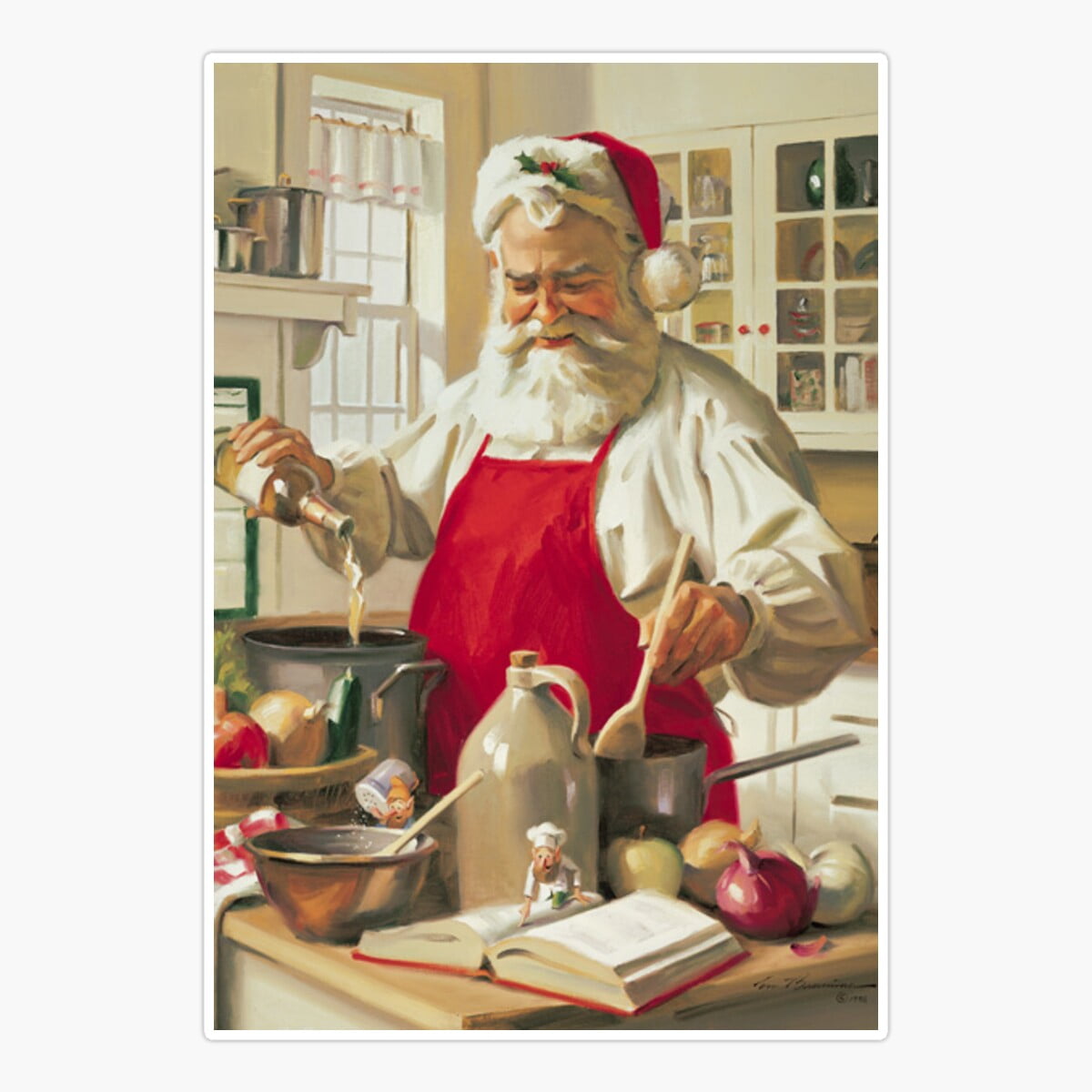 Maneki Santa Cooking Sticker, Phone Decal Water Bottle Stickers Car ...